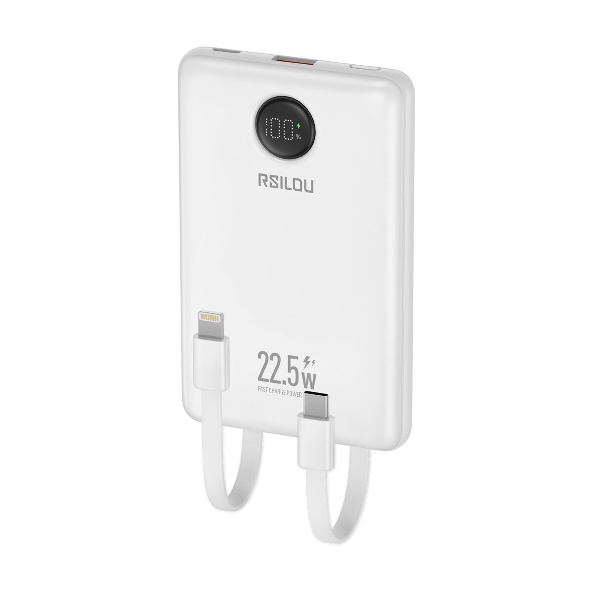 Rsilou R1022 power bank 20000mAh Capacity , Dual Cables, 22.5W PD Fast ...
